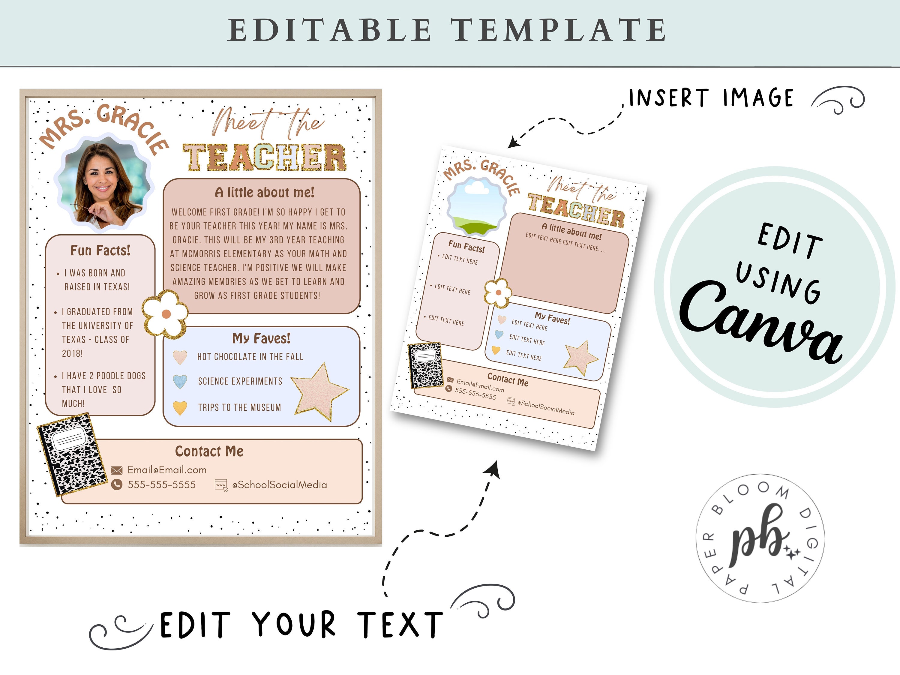 Meet the Teacher Template for School Teacher | Chenille Patches ...