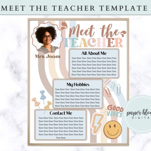 Meet the Teacher Retro Theme Template | Personalized Teacher Template ...