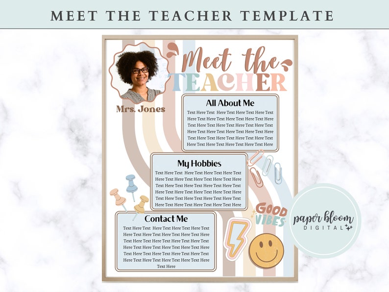 Meet the Teacher Retro Theme Template | Personalized Teacher Template ...