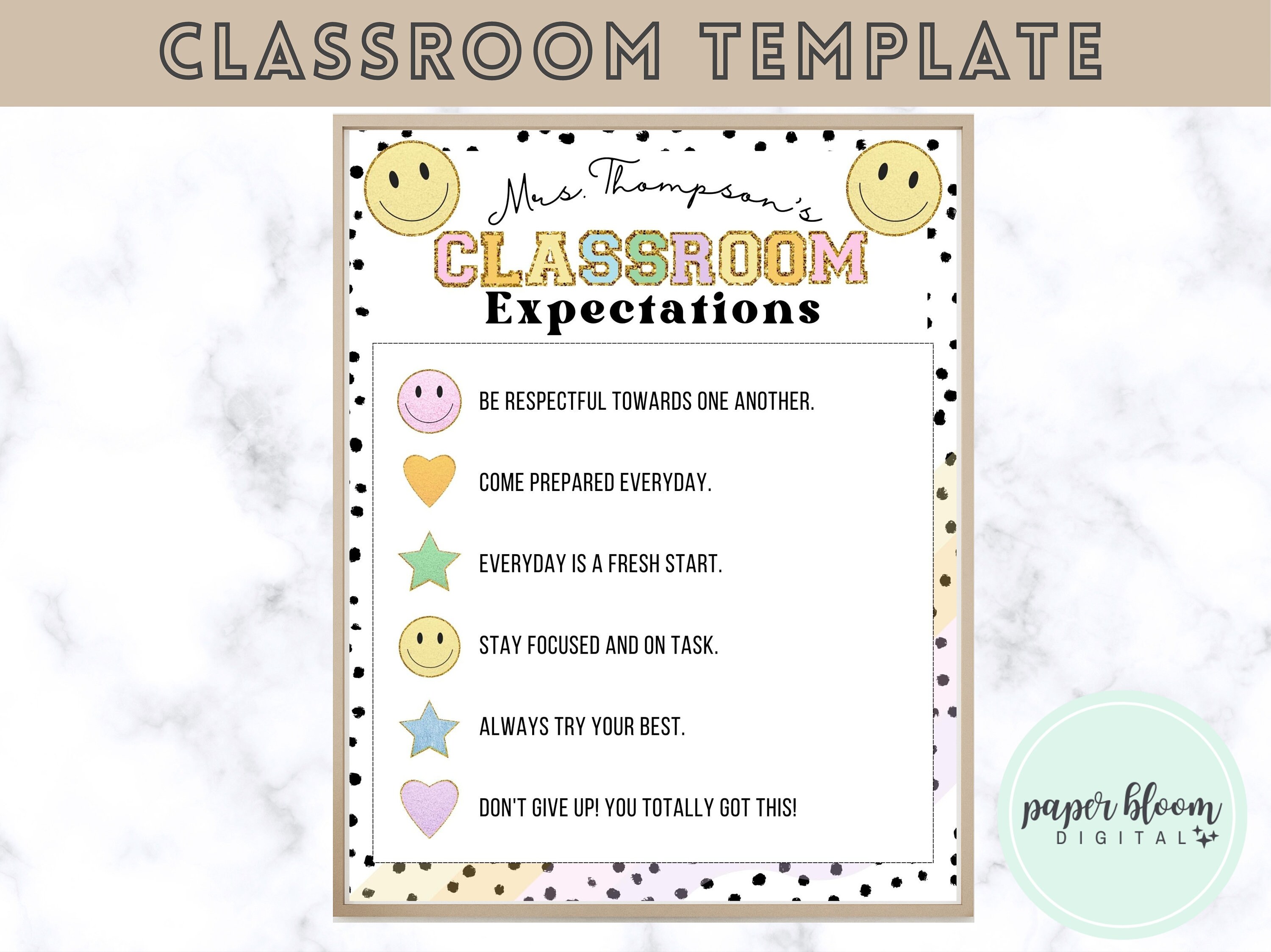 Classroom Expectations Template Editable Teacher Templates Back to ...