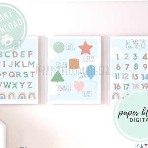 Set of 3 Rainbow Classroom Theme Educational Printables | Pre-k Sky ...