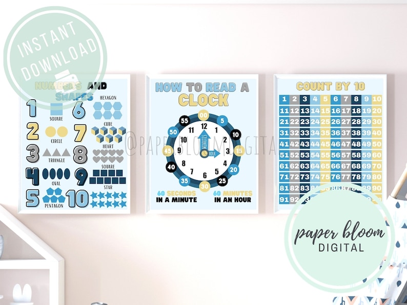 Educational Classroom Clock Chart Set of 3 | How to Tell Time Classroom ...