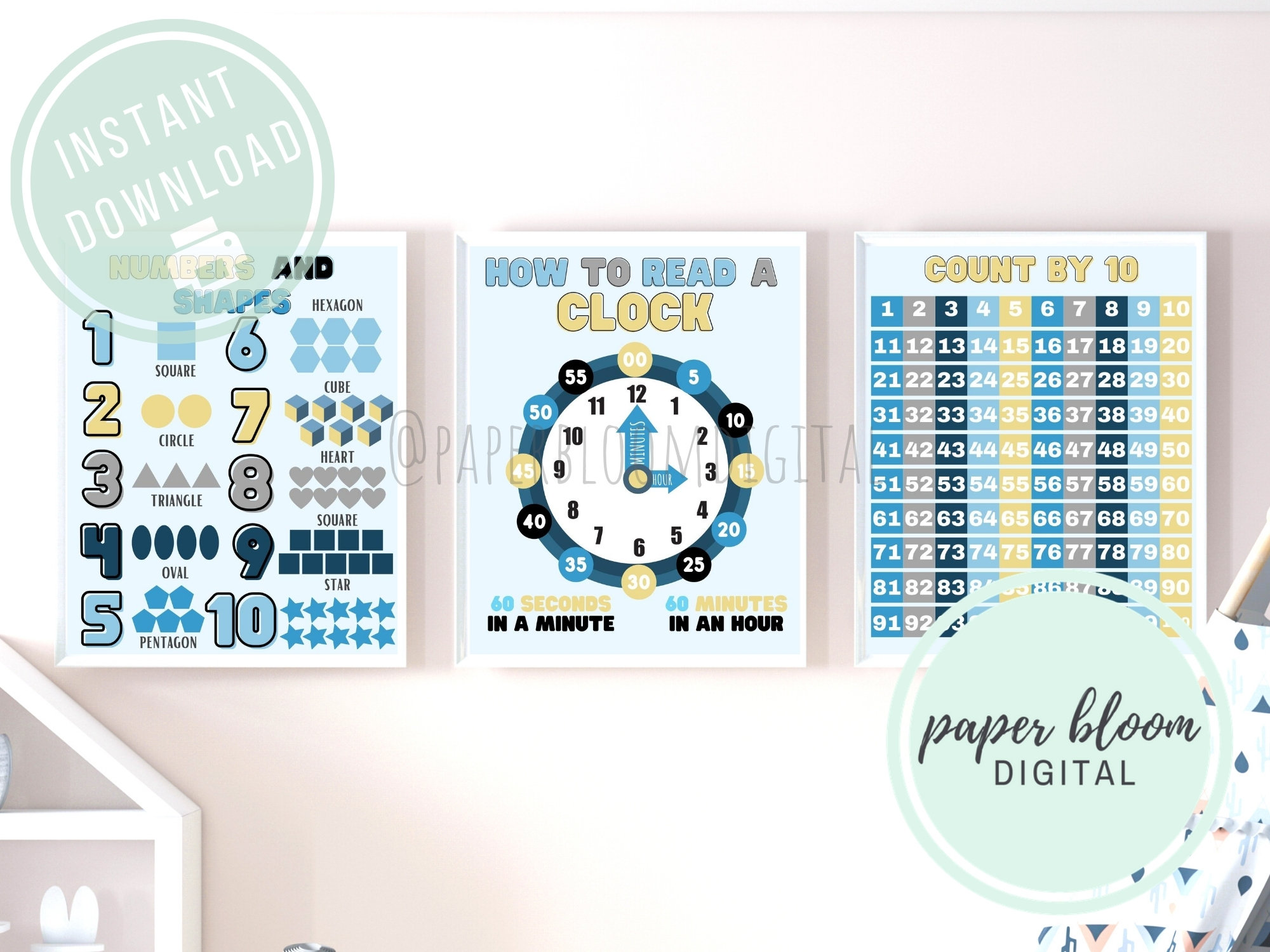 Educational Classroom Clock Chart Set of 3 | How to Tell Time Classroom ...