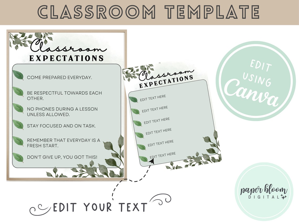 Classroom Expectations Template Editable Teacher Templates Back to ...