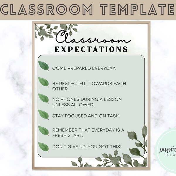 Classroom Expectations Template - Etsy