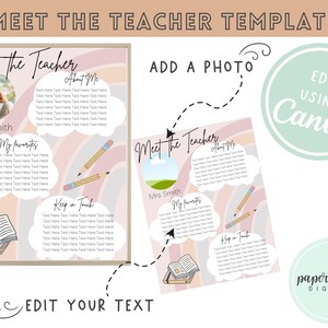 Meet the Teacher Template Modern Rainbow Theme Personalized - Etsy