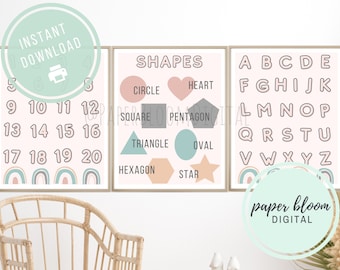 Set of 3 Rainbow Classroom Theme Educational Printables - Etsy