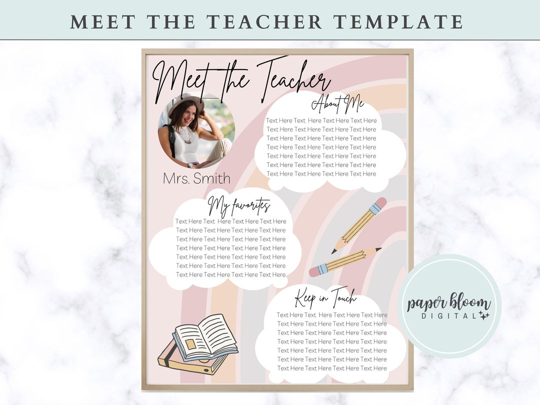 Meet the Teacher Template Modern Rainbow Theme | Personalized Template ...