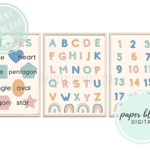 Rainbow Classroom Theme Educational Printables Set of 3 | Pre-k Boho ...