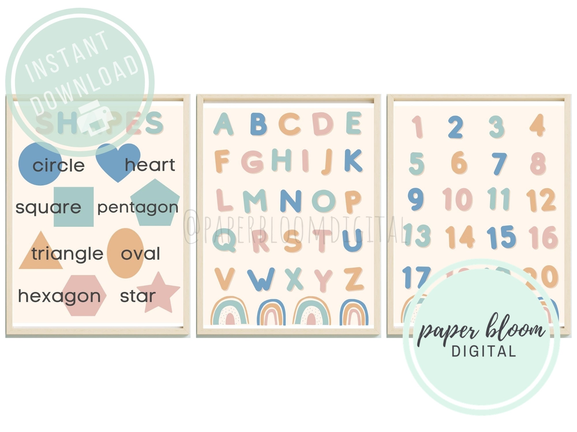 Rainbow Classroom Theme Educational Printables Set of 3 | Etsy