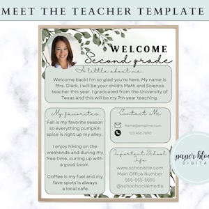 Meet the Teacher Editable Template | Greenery Eucalyptus Theme ...