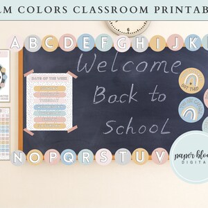 Modern Calm Colors Theme Classroom Decor Set, Printable Labels and ...