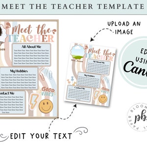 Meet the Teacher Retro Theme Template | Personalized Teacher Template ...