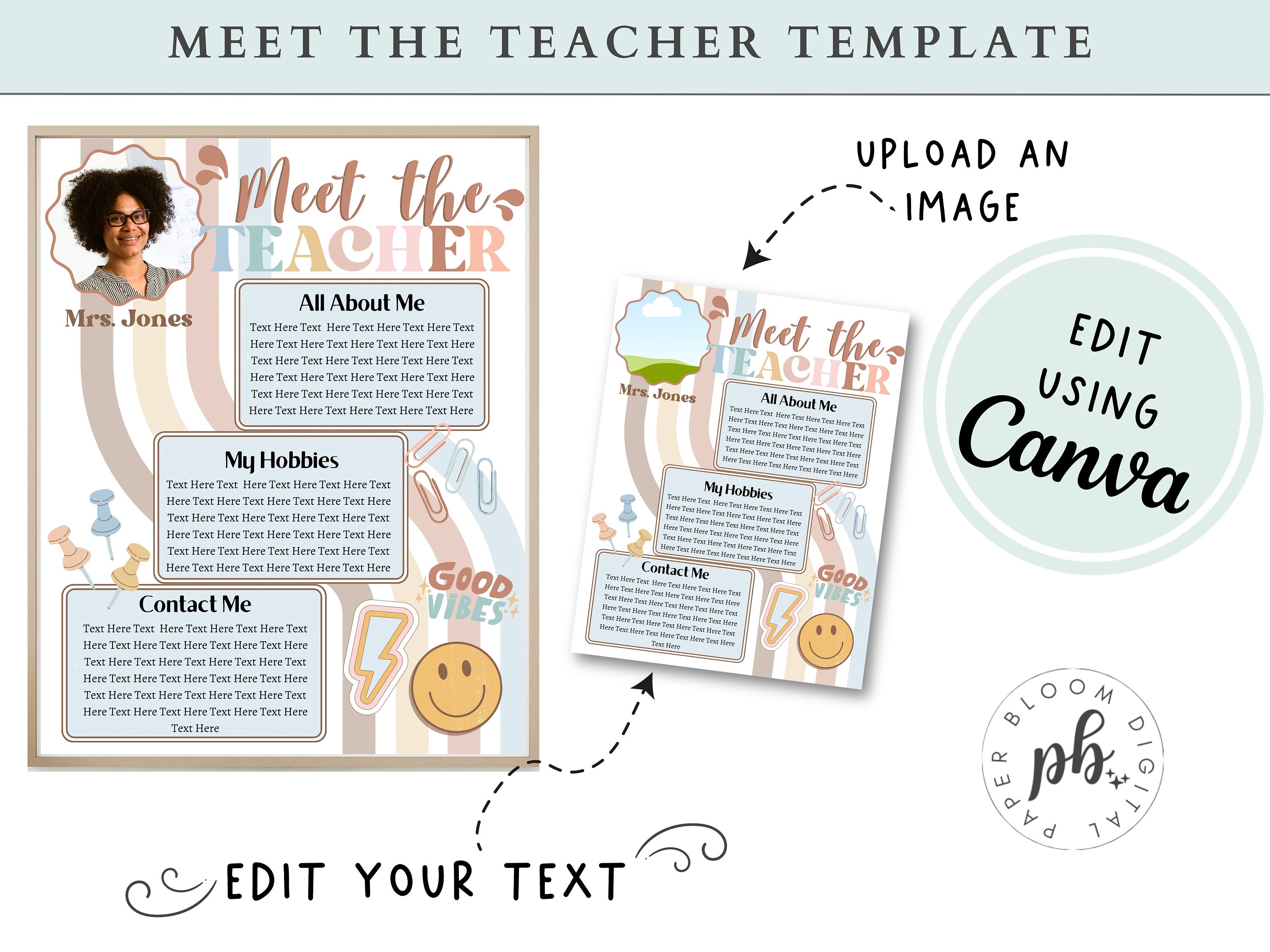 Meet the Teacher Retro Theme Template | Personalized Teacher Template ...