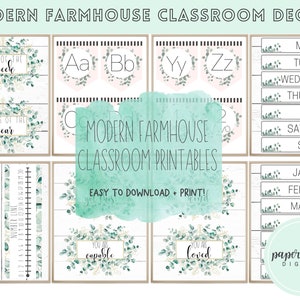 Modern Farmhouse Theme Classroom Decor Set, Number Line Printable ...