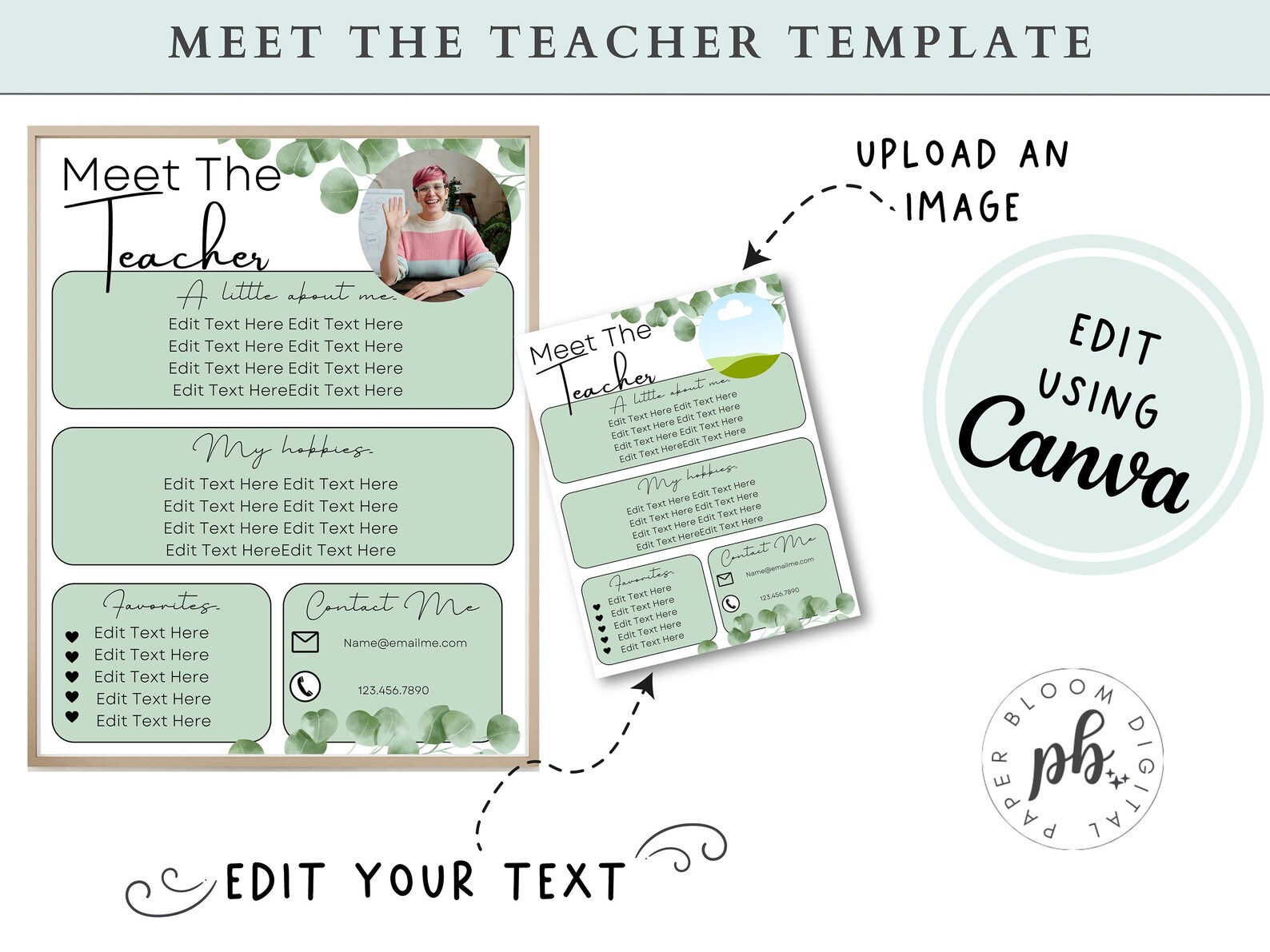 Meet the Teacher Editable Template | Greenery Eucalyptus Theme Teacher ...