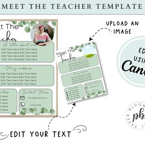 Meet the Teacher Editable Template | Greenery Eucalyptus Theme Teacher ...