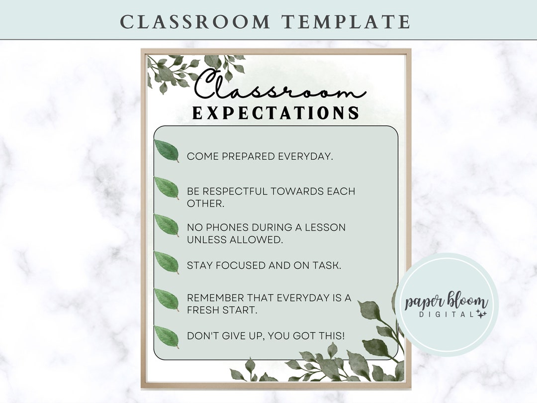 Classroom Expectations Template | Editable Teacher Templates Back to ...