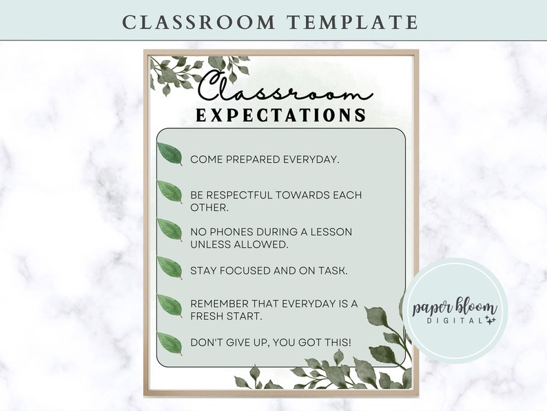 Classroom Expectations Template | Editable Teacher Templates Back to ...