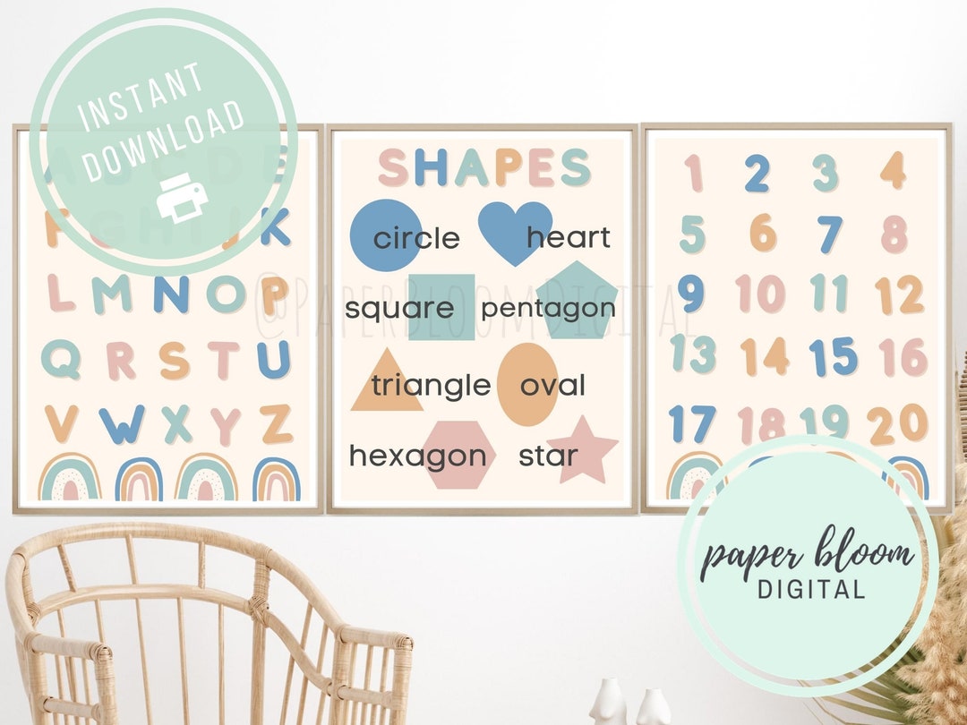 Rainbow Classroom Theme Educational Printables Set of 3 | Pre-k Boho ...