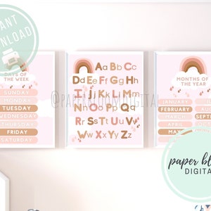 Boho Classroom Poster Rainbow Theme Chart | Set of 3 Kindergarten ...