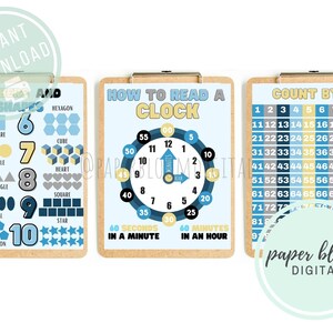 Educational Classroom Clock Chart Set of 3 | How to Tell Time Classroom ...