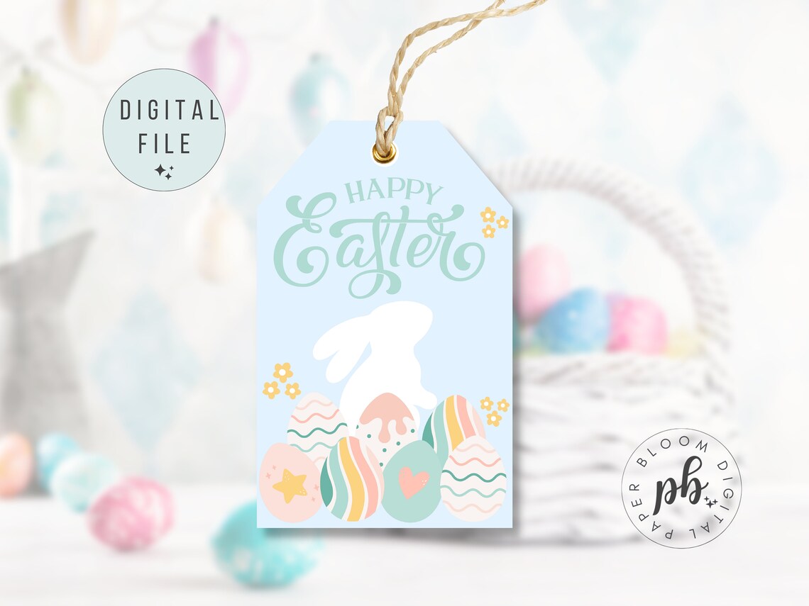 Easter Egg Basket Gift Labels Easter Sunday Gift Favor Tags Kids Easter ...