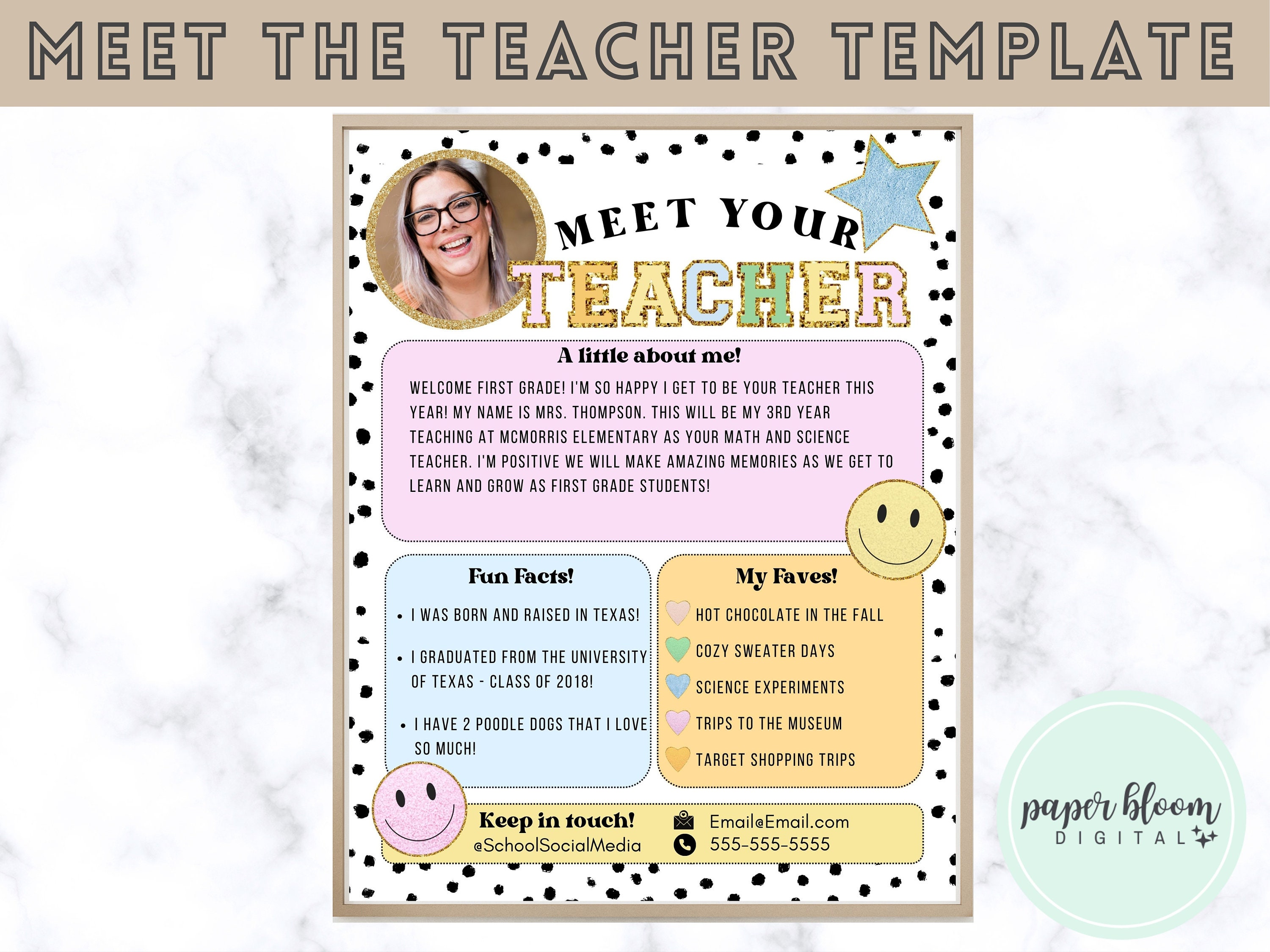 Meet the Teacher Template Personalized Editable Template for Back to ...