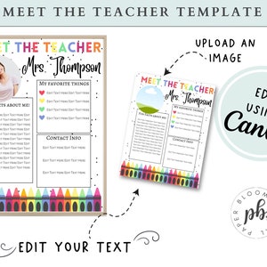 Meet the Teacher Editable Template | Personalized Template for Back to ...