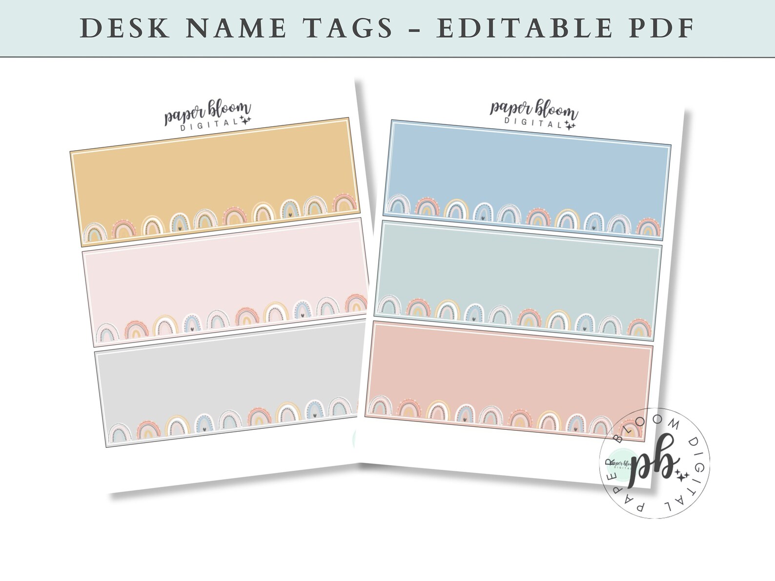 Modern Boho Classroom Labels, Editable Desk Name Labels, Calm Colors ...