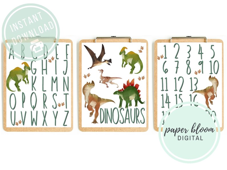Set of 3 Dinosaurs Learning Education Homeschooling Poster Charts ...