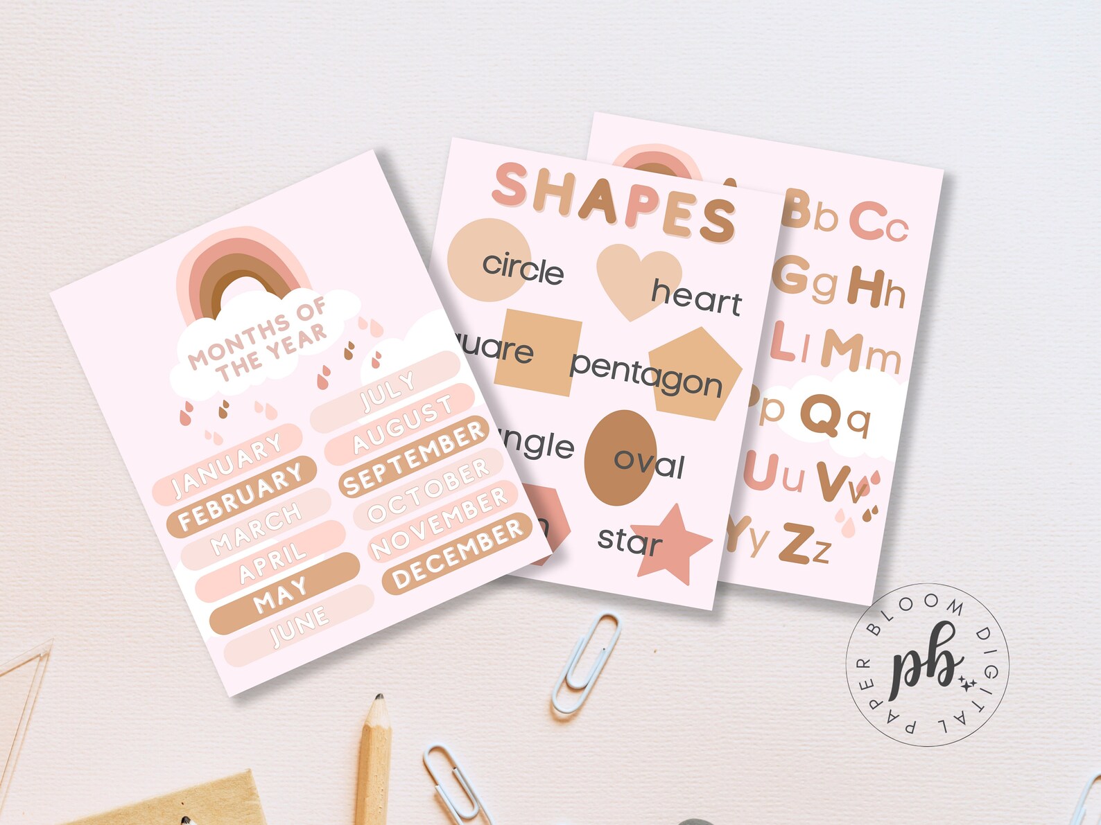 Modern Boho Rainbow Theme Classroom Posters | Prek Kindergarten ...
