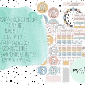 Modern Calm Colors Theme Classroom Decor Set, Printable Labels and ...