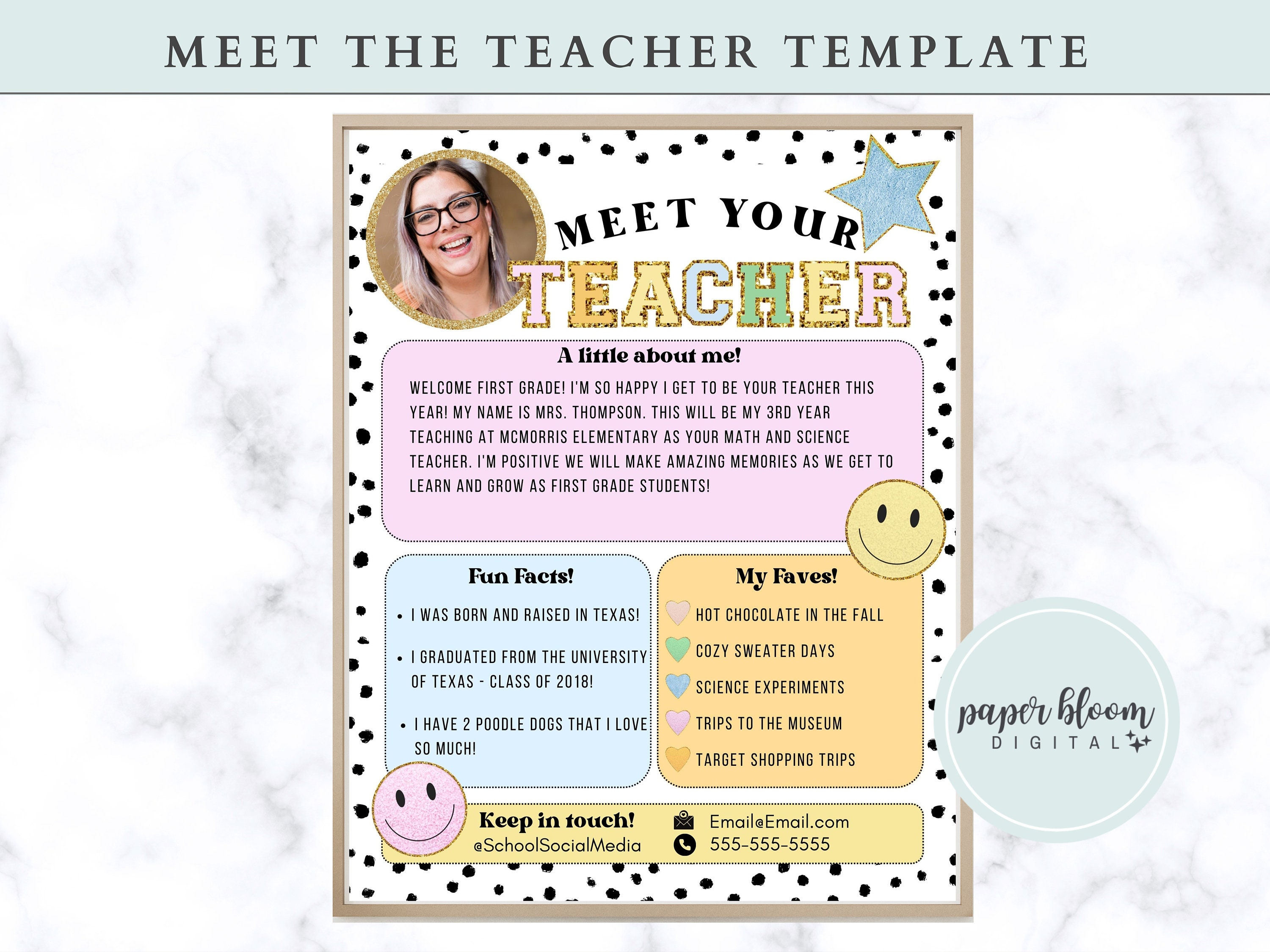 Meet the Teacher Template | Personalized Editable Template for Back to ...
