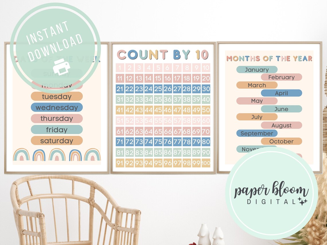 Rainbow Classroom Theme Educational Printable Bundle Pre-k - Etsy