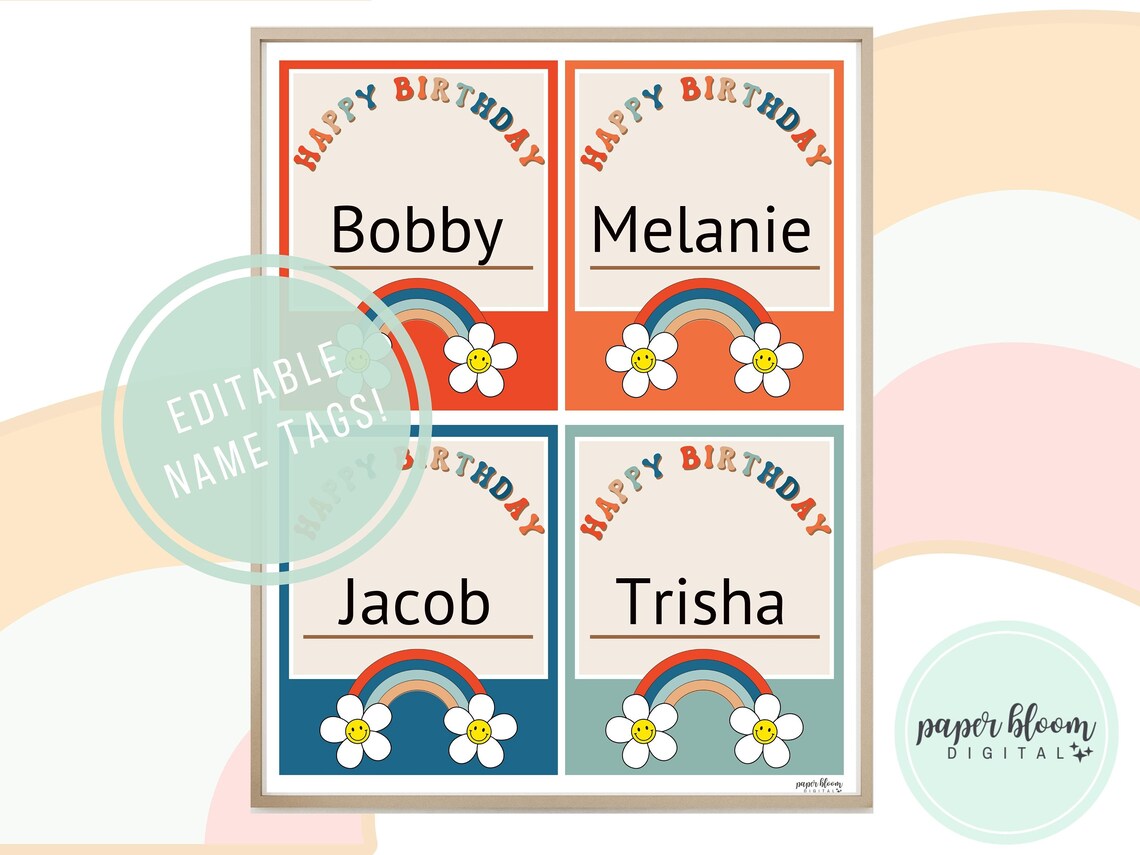 Retro Theme Classroom Birthday Chart Printable Birthday - Etsy