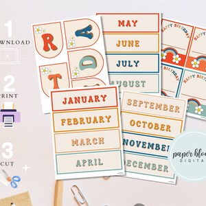 Retro Theme Classroom Birthday Chart | Printable Birthday Classroom Set ...