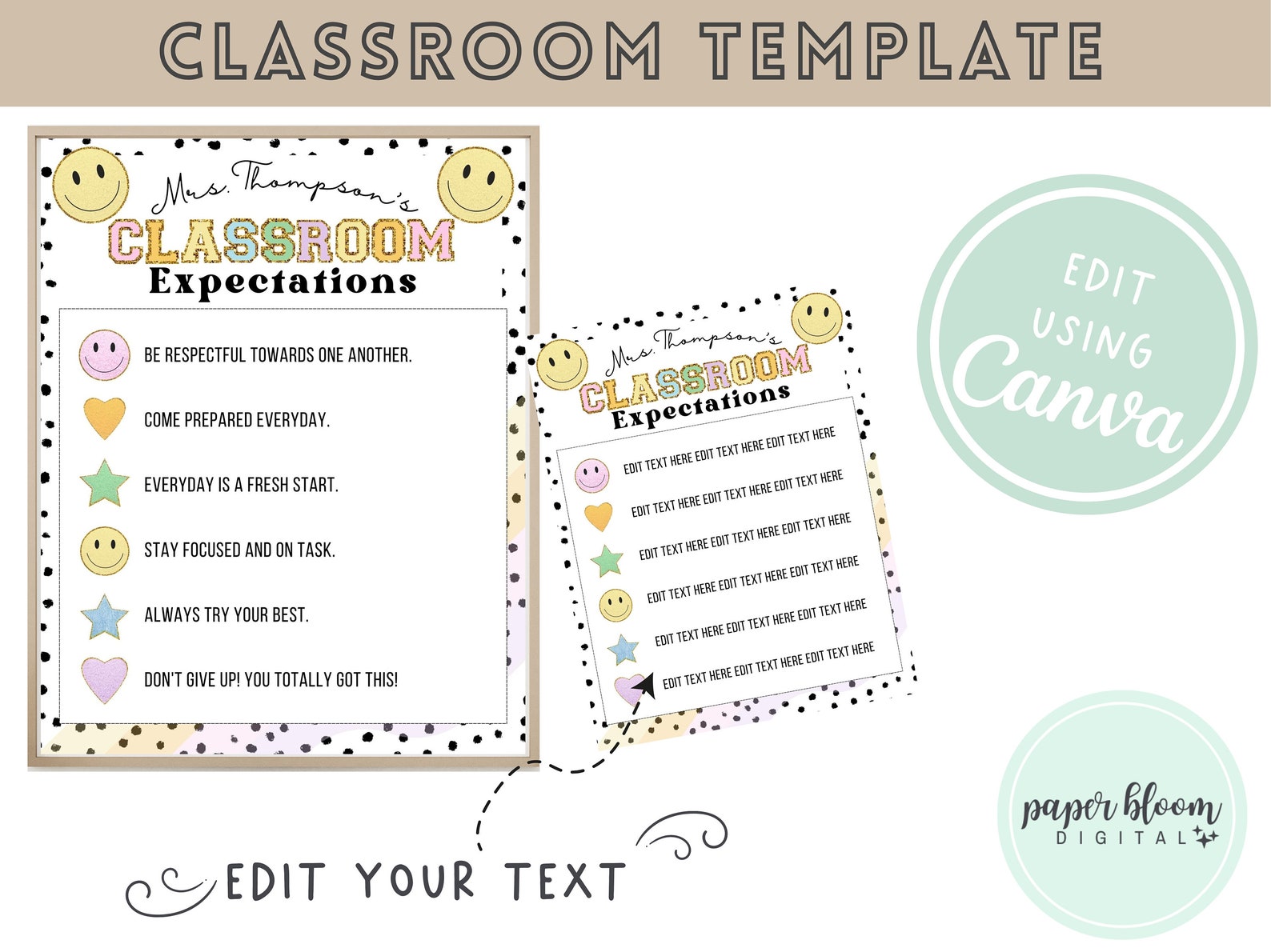 Classroom Expectations Template Editable Teacher Templates Back to ...