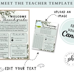 Meet the Teacher Editable Template | Greenery Eucalyptus Theme ...