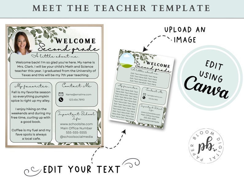 Meet the Teacher Editable Template | Greenery Eucalyptus Theme ...