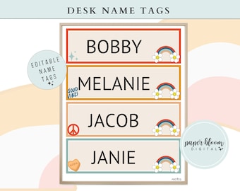 Retro Pastel Name Tags | Classroom Labels | Editable - Etsy Canada