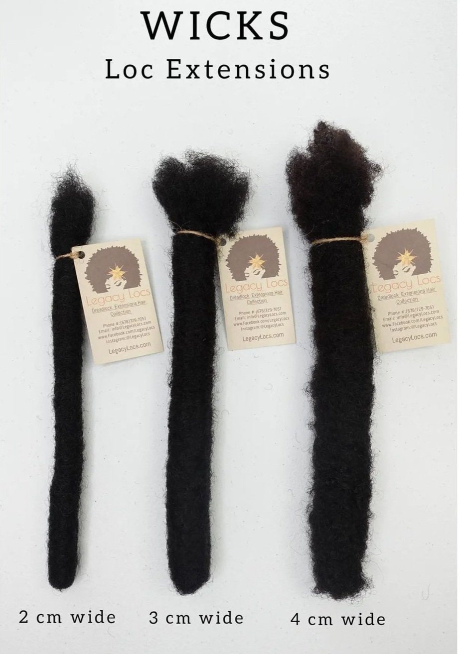 Wick Loc Extensions Handmade 100% Human Hair (1 WICK per Bundle Listing ...