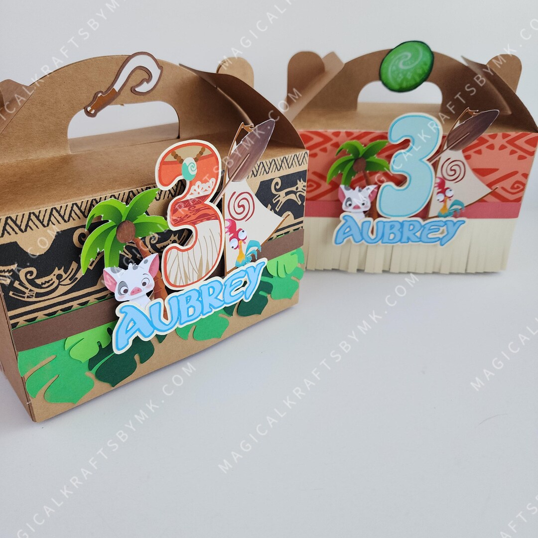 Moana or Maui Favor Boxes: 3D (customize Colors, Age and Name) - Etsy