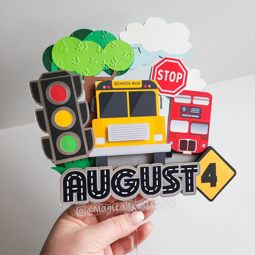 Bus Traffic Cake Topper: 3d/opt. Lights in Stoplight (customize) - Etsy