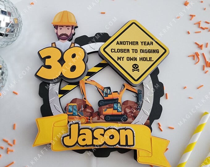 Heavy Equipment Operator Cake Topper: 3D customize Opt. Lights/shaker ...