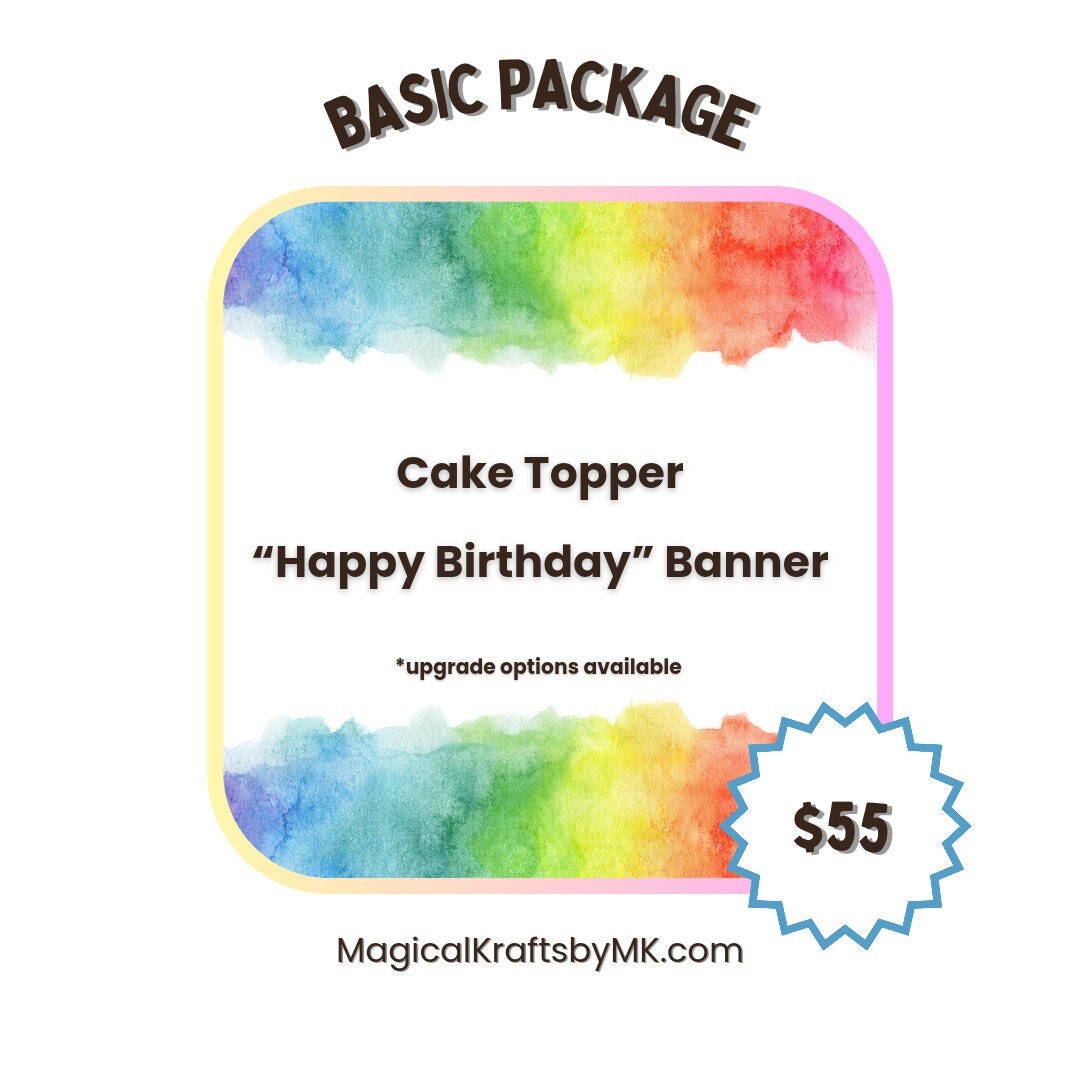 Basic Party Package: Banner & Cake Topper - Etsy