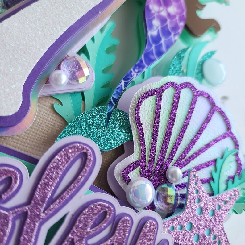 Mermaid Cake Topper: 3d/optional Shaker and Light (customize) - Etsy