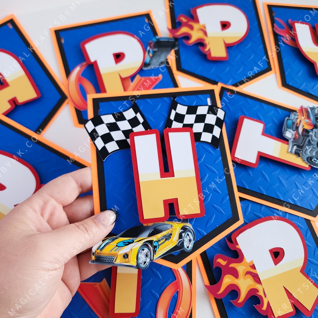 Hot Track Cars Banner: 3D (customize) - Etsy
