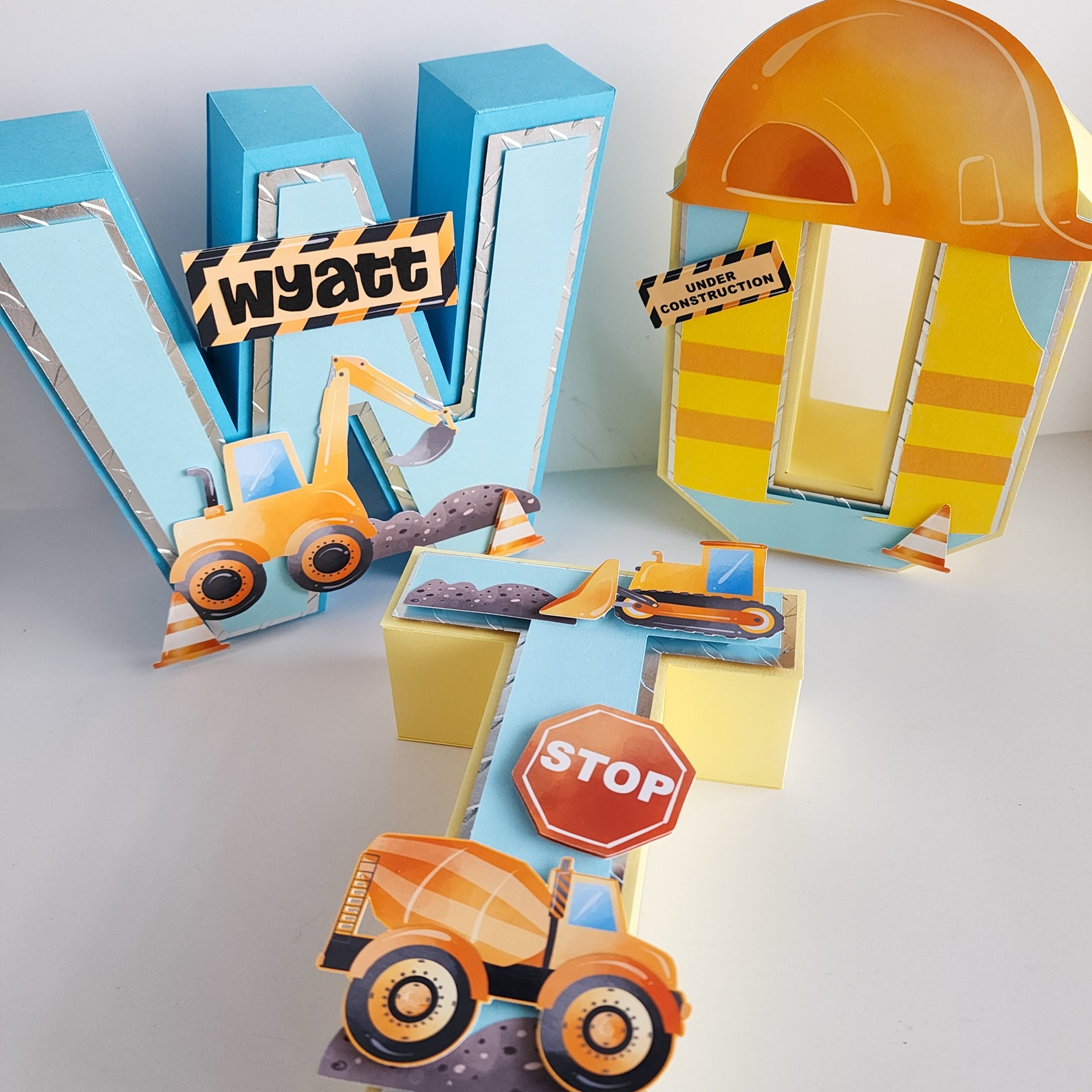 Construction 3D Letters customize 7 Cardstock Letters - Etsy