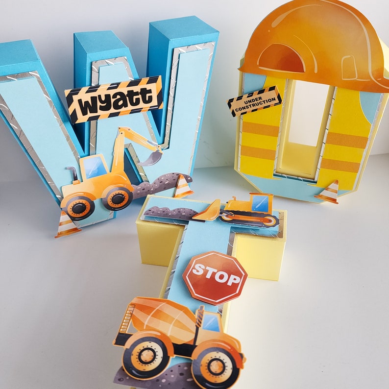 Construction 3D Letters customize 7 Cardstock Letters - Etsy